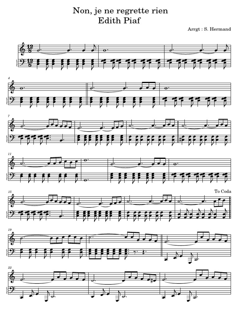 Non Je Ne Regrette Rien - Édith Piaf | PDF