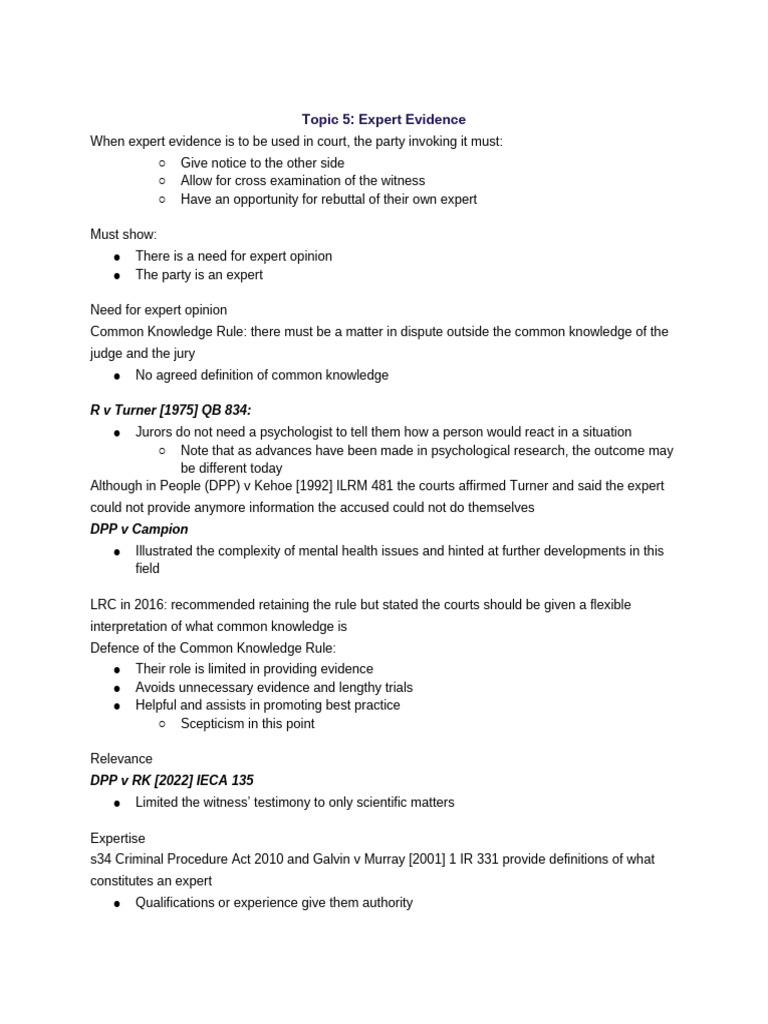 Expert Evidence in Court: Key Guidelines | PDF | Daubert Standard ...