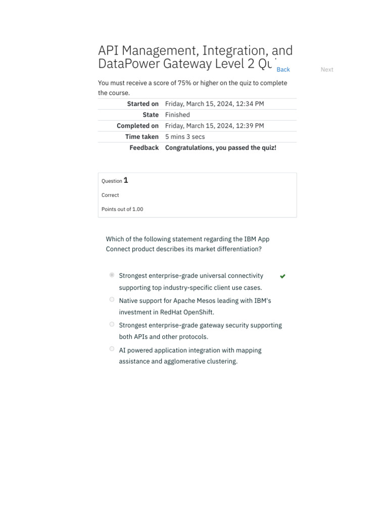 API Management, Integration, and DataPower Gateway Level 2 Quiz | PDF | Cloud Computing ...