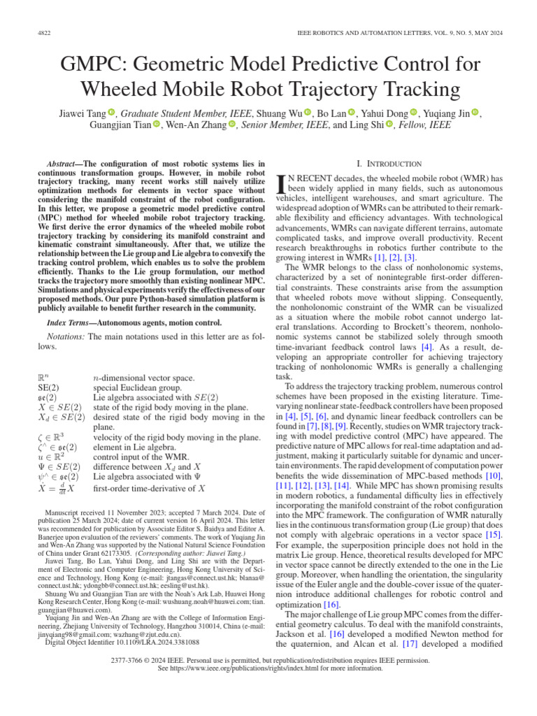 34-GMPC Geometric Model Predictive Control For Wheeled Mobile Robot Trajectory Tracking | PDF ...