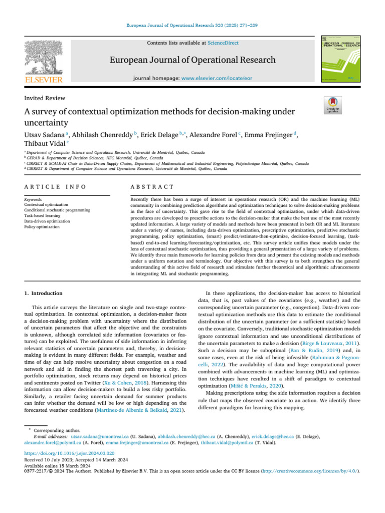 1 s2.0 S0377221724002200 Main | PDF | Mathematical Optimization | Loss Function