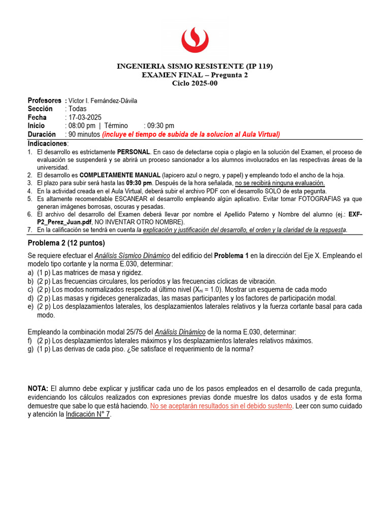 IP119 - IsR - Examen Final - P2 (2025-00) | PDF