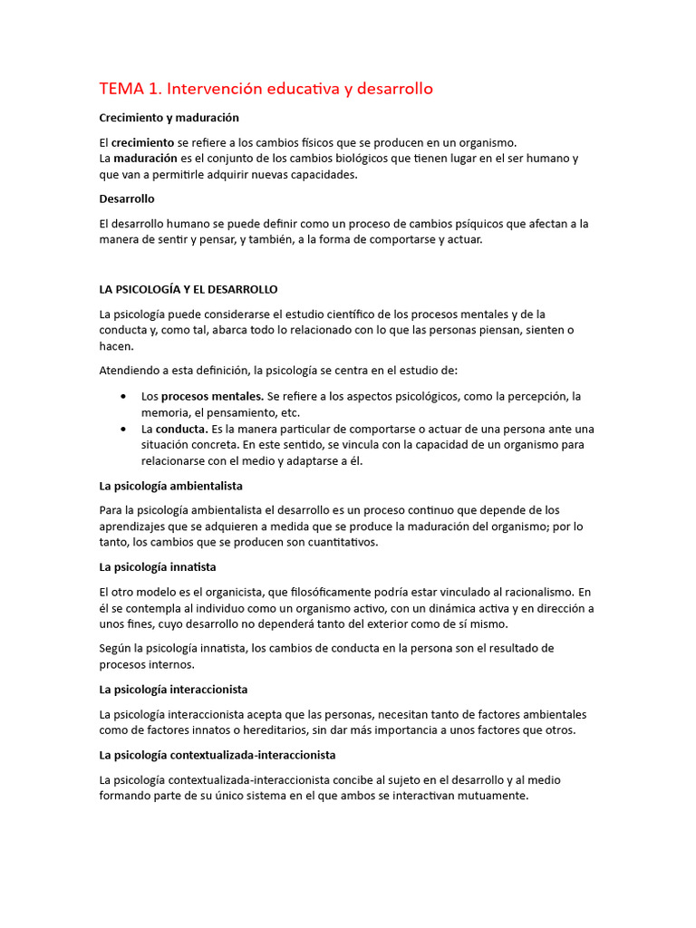 Tema 1 Desarrollo | PDF | Percepción | Escuchando