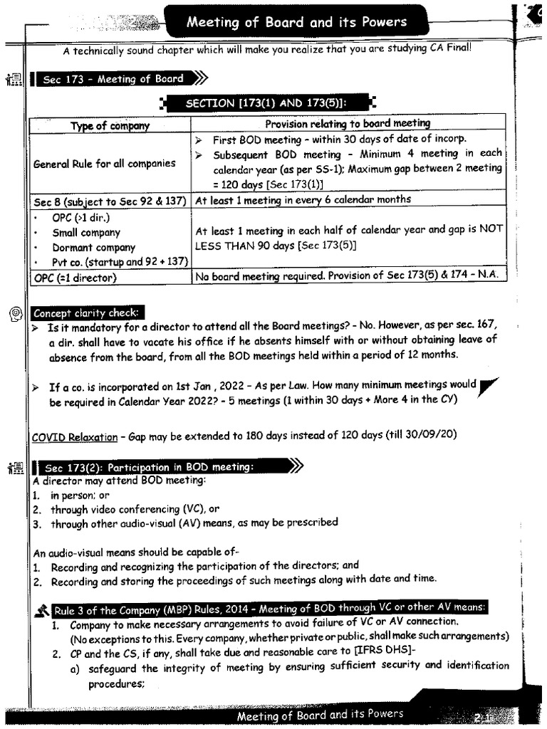 Chapter 2-Meetings of Board and Its Powers | PDF