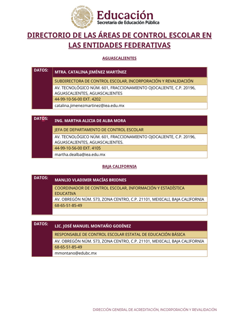 Directorio de Control Escolar en México | PDF | México