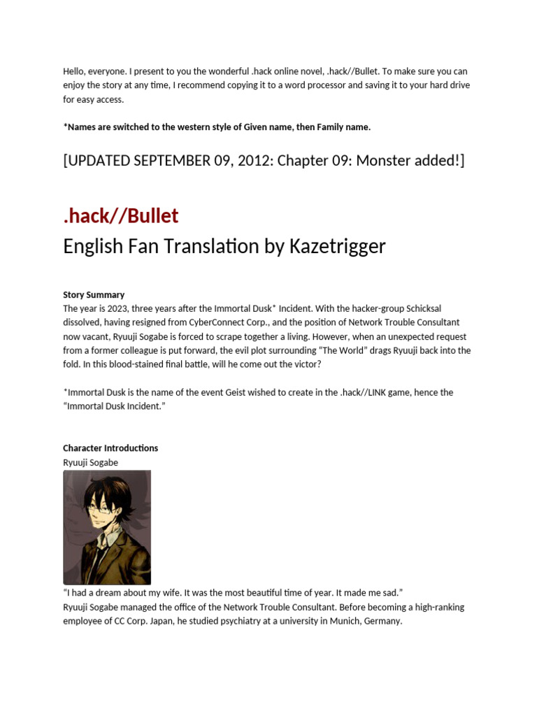 .hack//Bullet: English Fan Translation | PDF