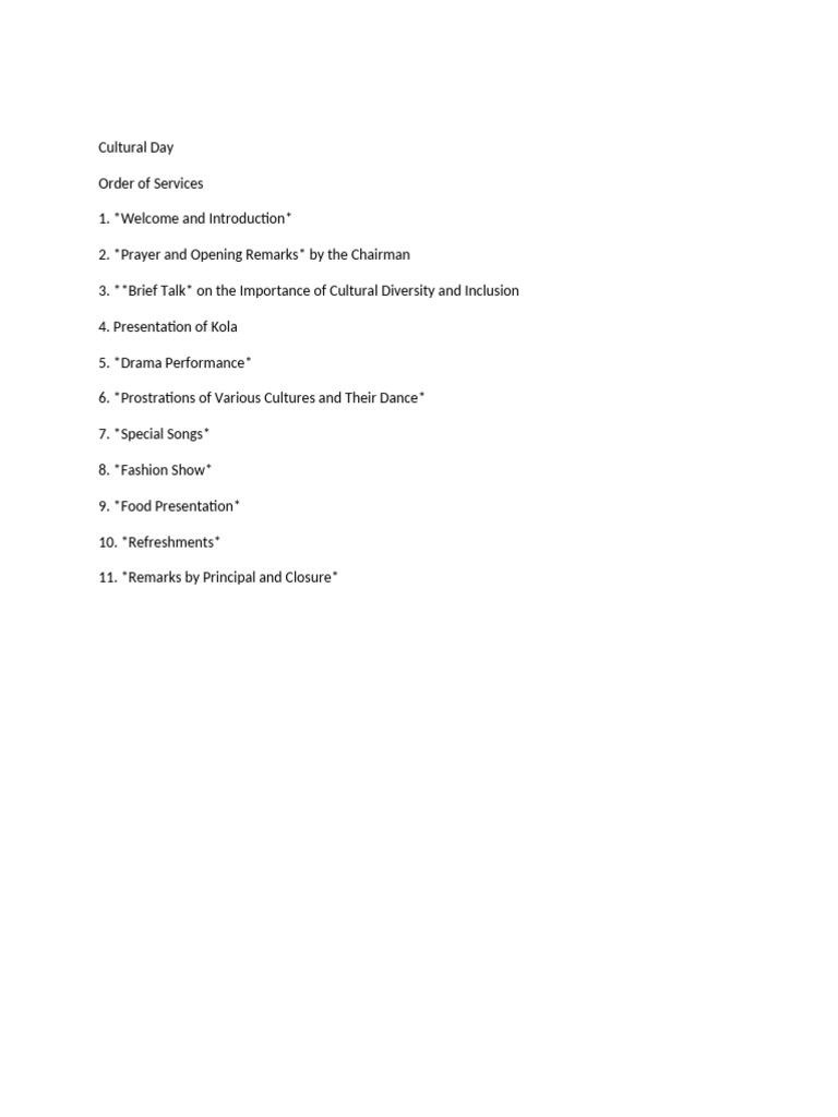 Cultural Day Program Overview | PDF