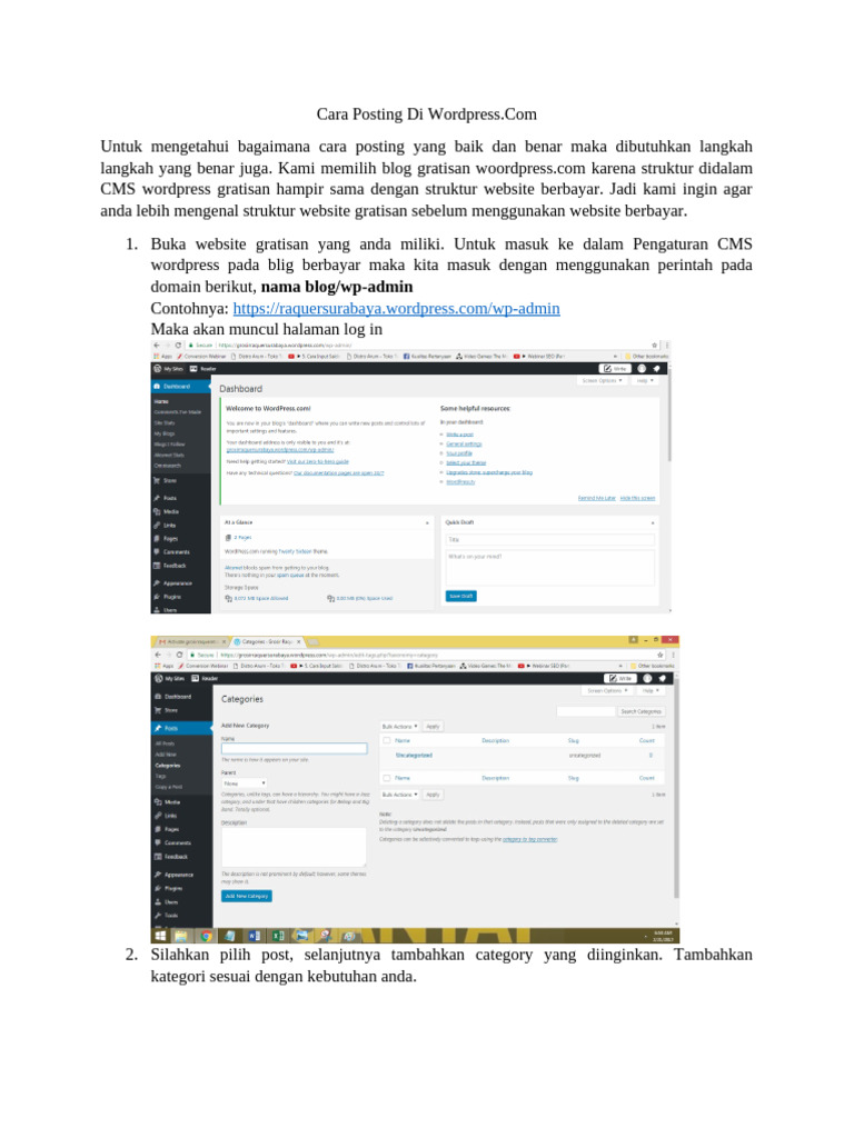 Cara Posting Di Wordpress | PDF