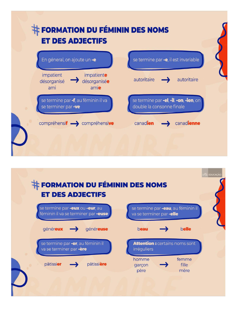 Féminin Noms Adjectifs | PDF