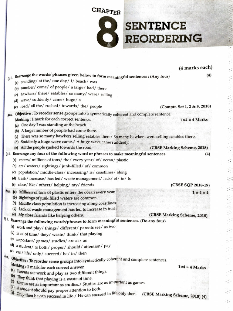 Jumbled Sentence Exercises for Class 9 | PDF | Coconut | Sentence ...