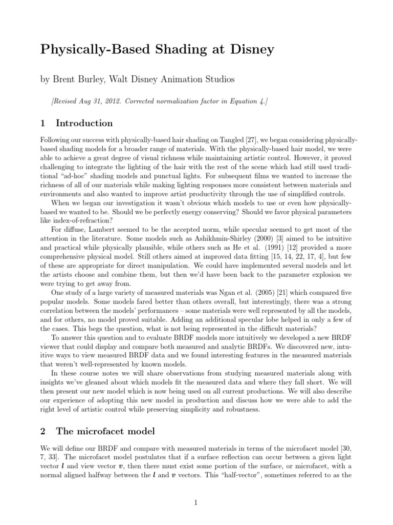 Burley-2012-Pbs Disney BRDF Notes v2 | PDF | Electromagnetic Radiation ...