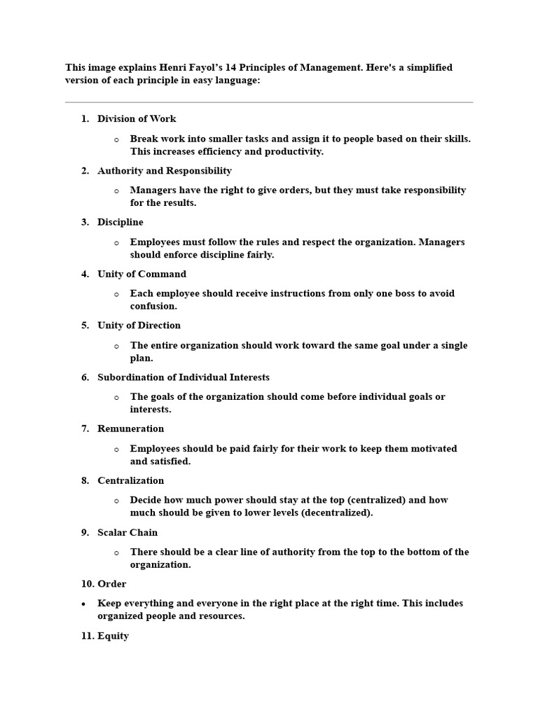 Henri Fayol 14 Principle | PDF