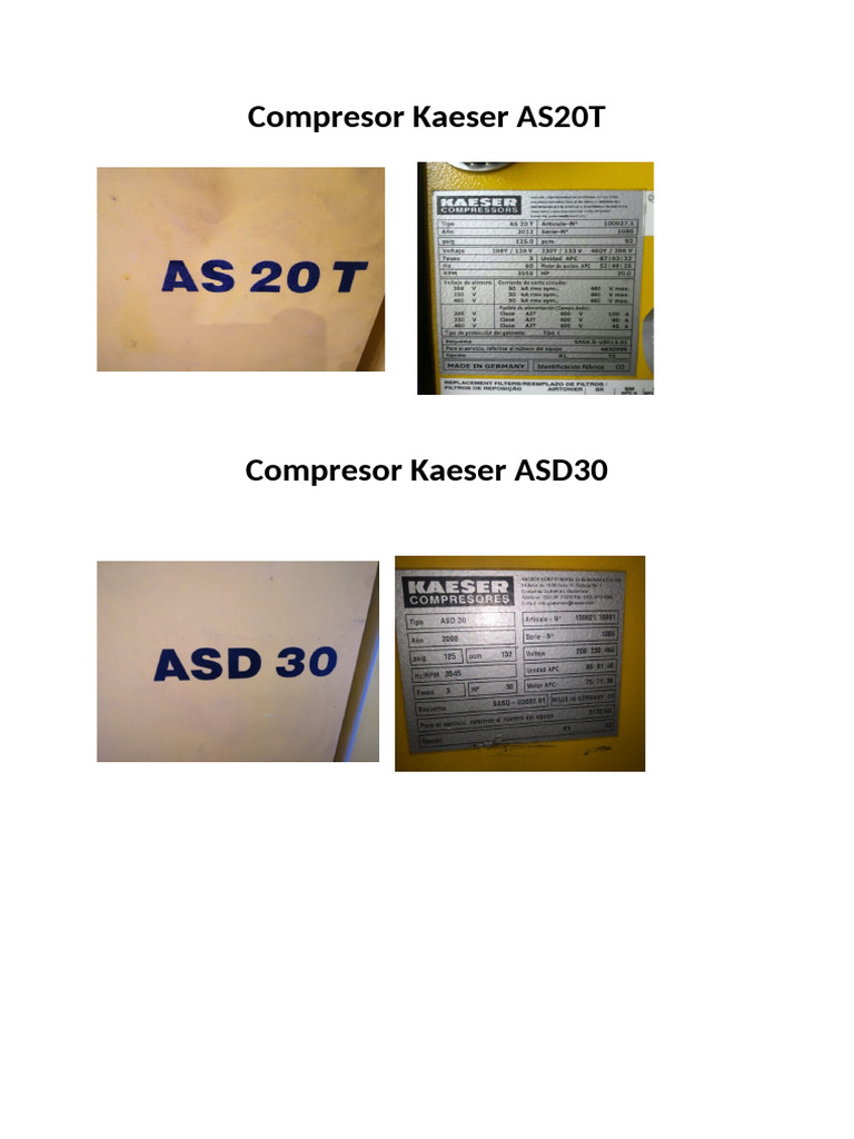 Compresor Kaeser AS20T y ASD30 | PDF