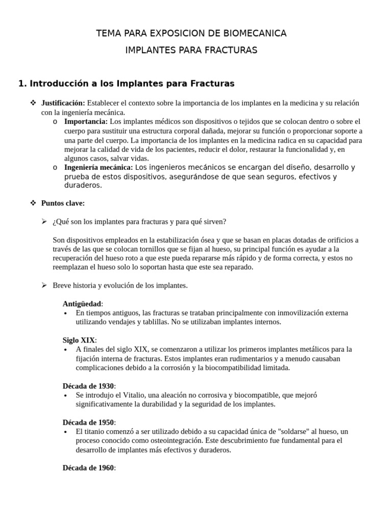 Tema para Exposicion de Biomecanica | PDF | Impresión 3d | Implante dental