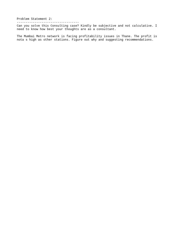 Consulting Problem Statement 2 | PDF
