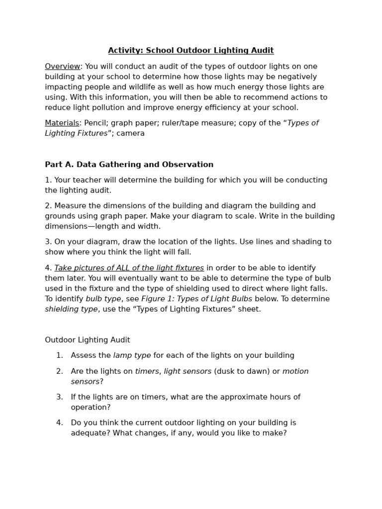 School Outdoor Lighting Audit Guide | PDF | Lighting | Light
