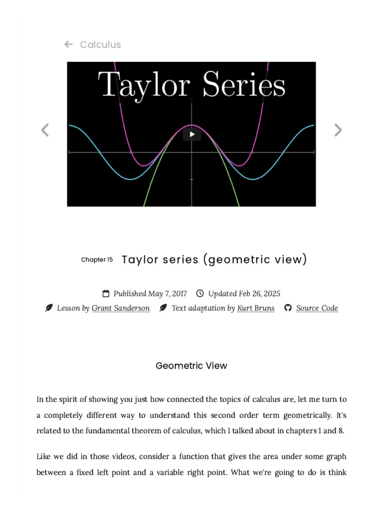 Geometric Interpretation of Taylor Series | PDF | Area | Calculus