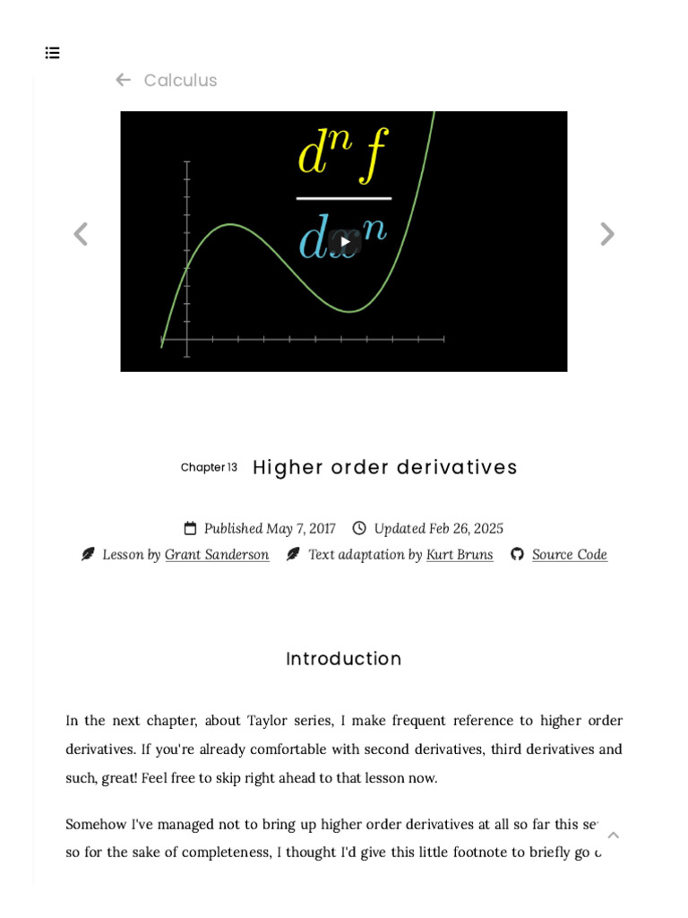 Higher Order Derivatives | PDF | Derivative | Acceleration