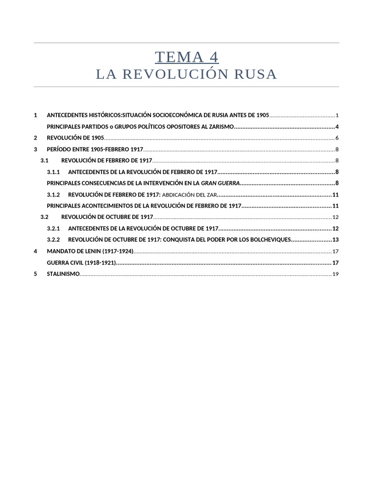 Tema 4 (Hist) | PDF | Vladimir Lenin | Imperio ruso
