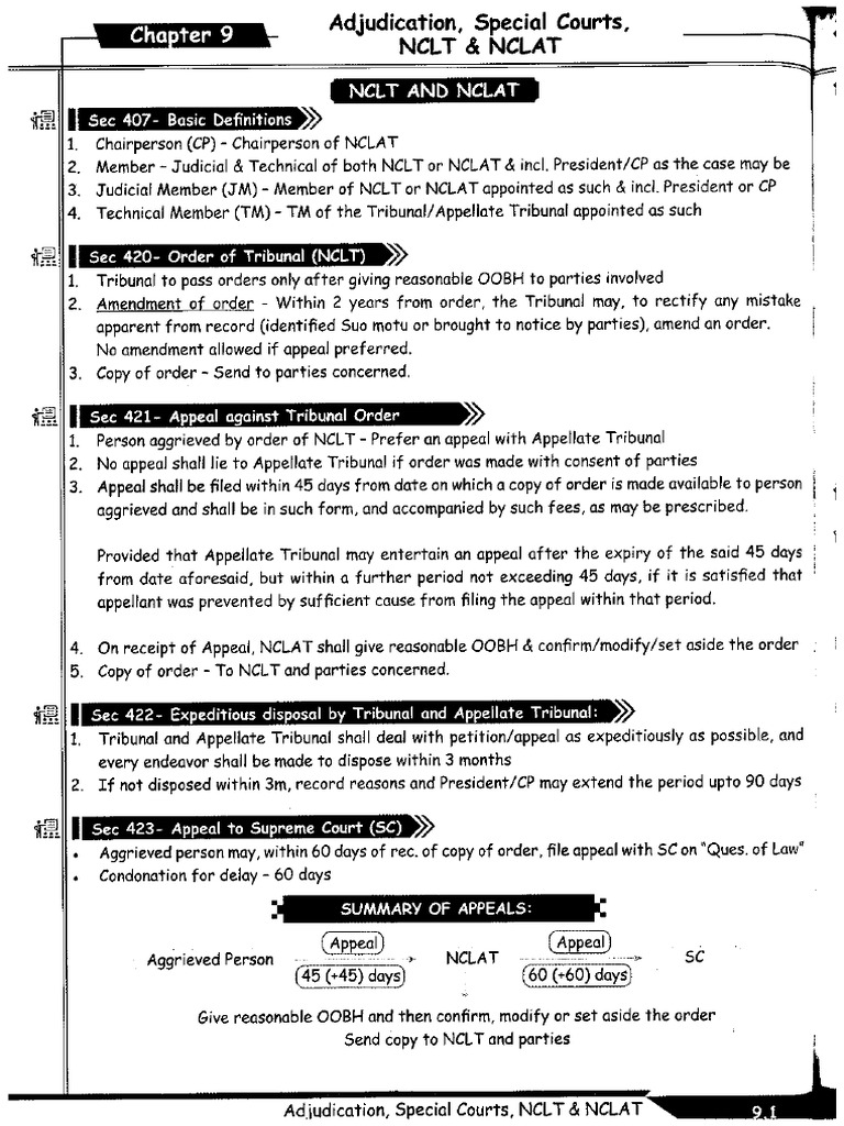 Chapter 9-Adjudication, Special Courts, NCLT and NCLAT | PDF