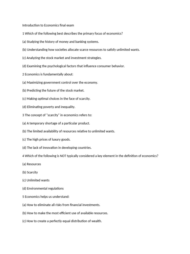 Economics Final Exam Overview | PDF | Average Cost | Profit (Economics)
