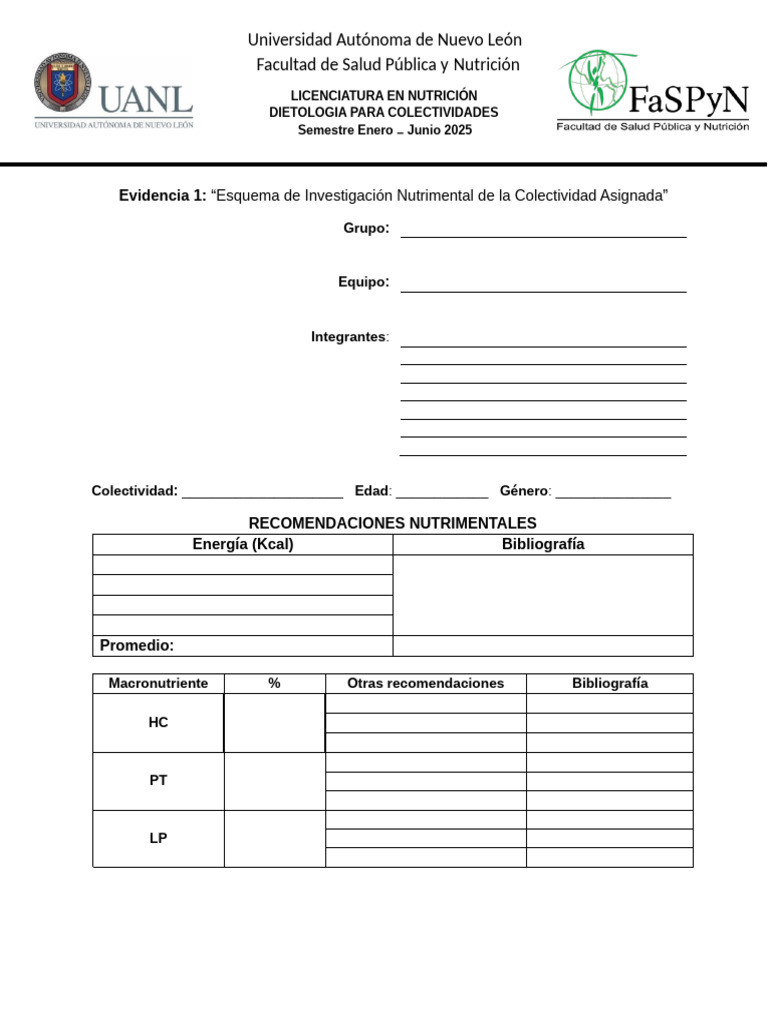 Evidencia 1 - Esquema de Investigación Nutrimental DPC 1 - 2025 PDF | PDF | Nutrición | Dieta y ...