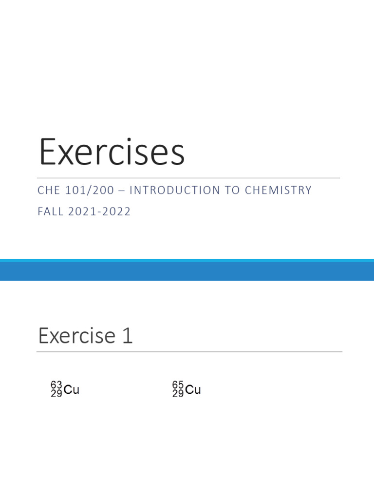 Chapter 3 - Exercises | PDF | Mole (Unit) | Chemical Substances