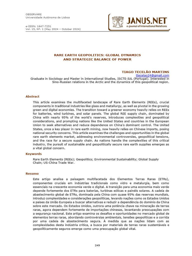 Rare Earth Geopolitics and Global Power Dynamics | PDF | World Trade ...
