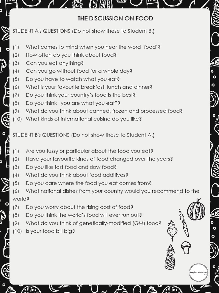 Engaging Food Discussion Questions | PDF