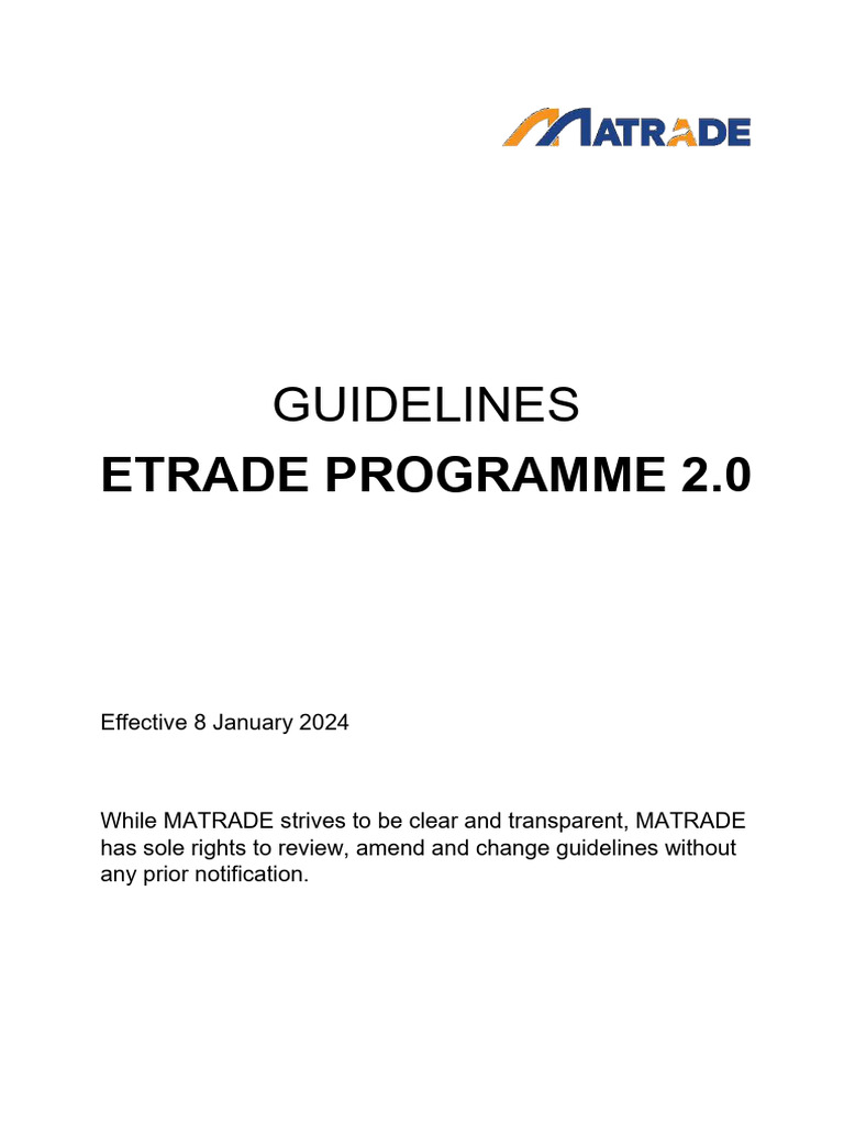 eTRADE Programme 2.0 Guidelines | PDF | Digital Marketing | E Commerce