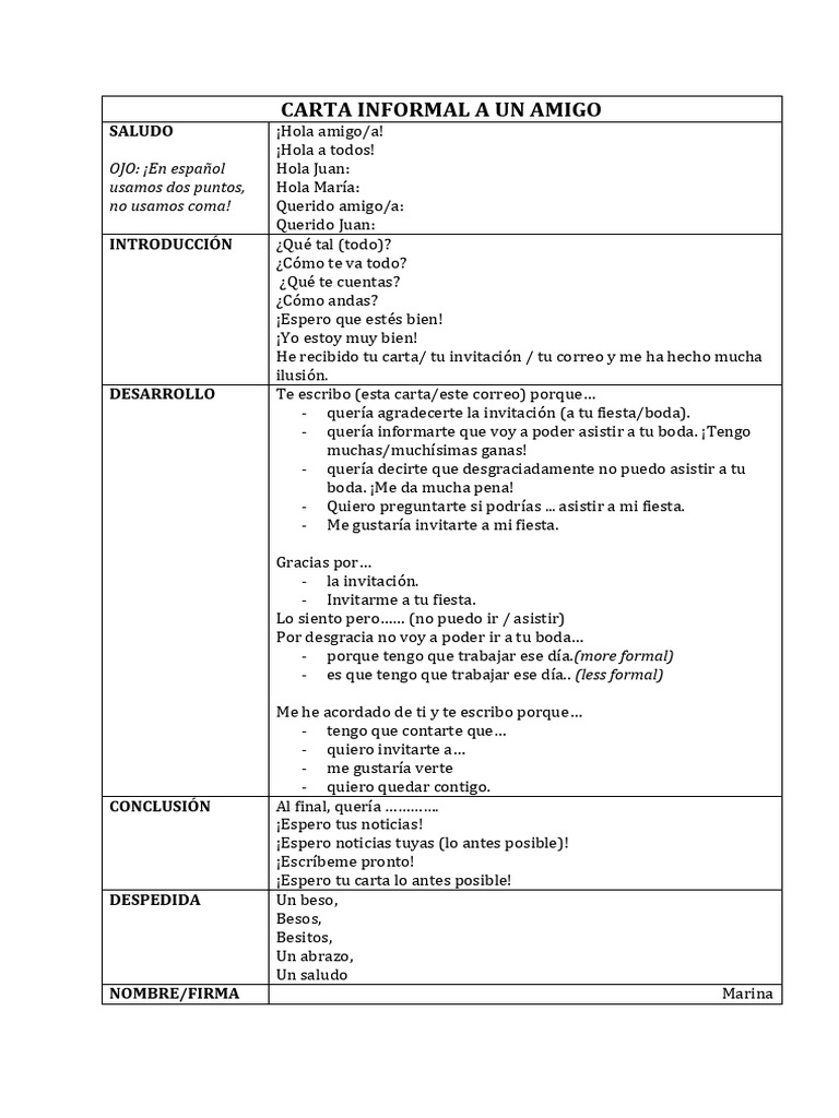 Ejemplos de cartas formales e informales | PDF