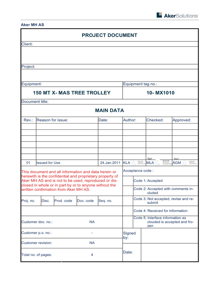 Aker MH X-Mas Tree Trolley Data | PDF