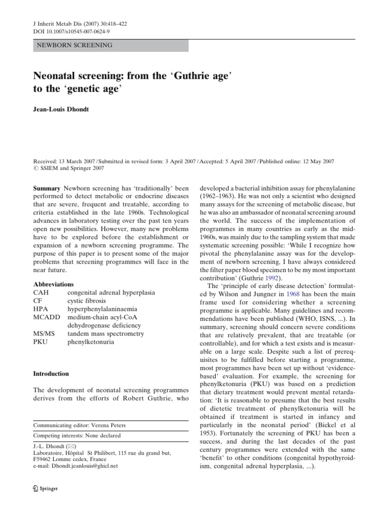 Recent Advancements On NBS | PDF | Screening (Medicine) | Medicine