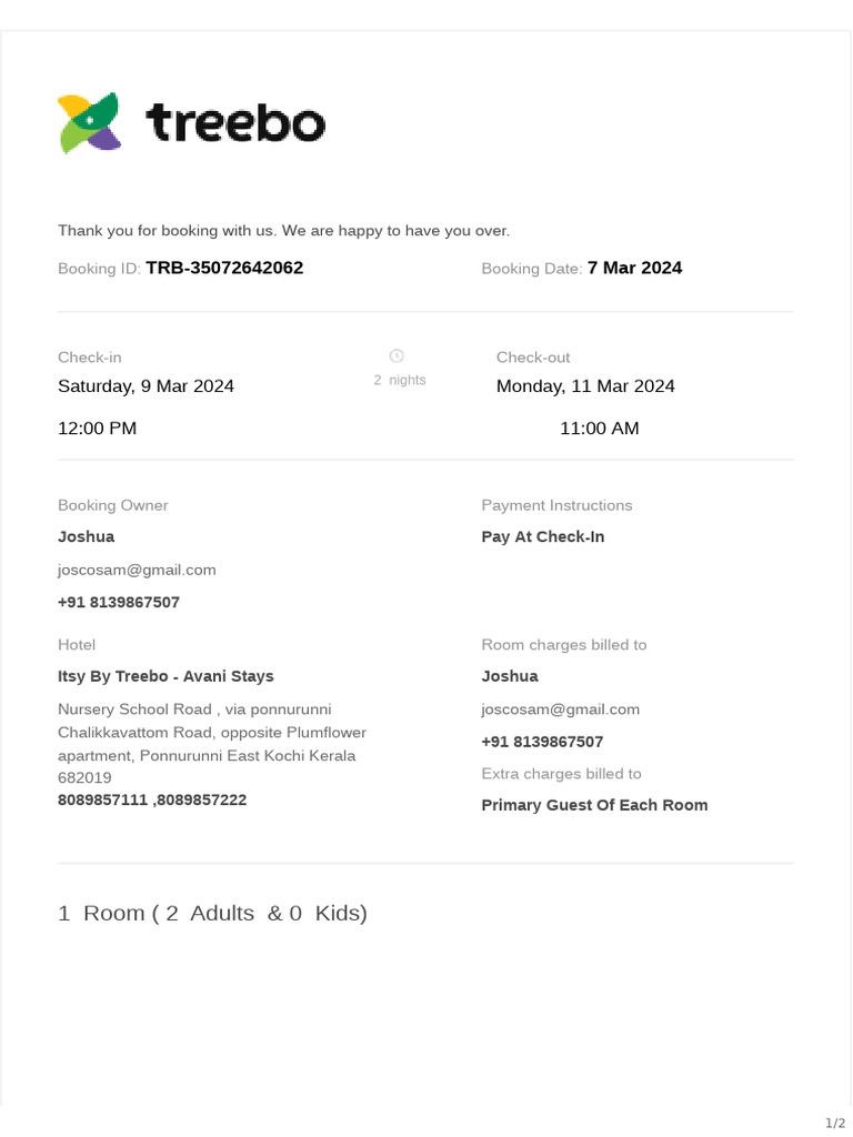 Reservation - TRB-35072642062 - Joshua | PDF | Identity Document | Access Control