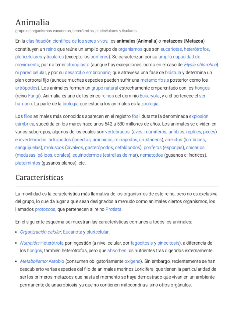Animalia | PDF | Zoología | Biología