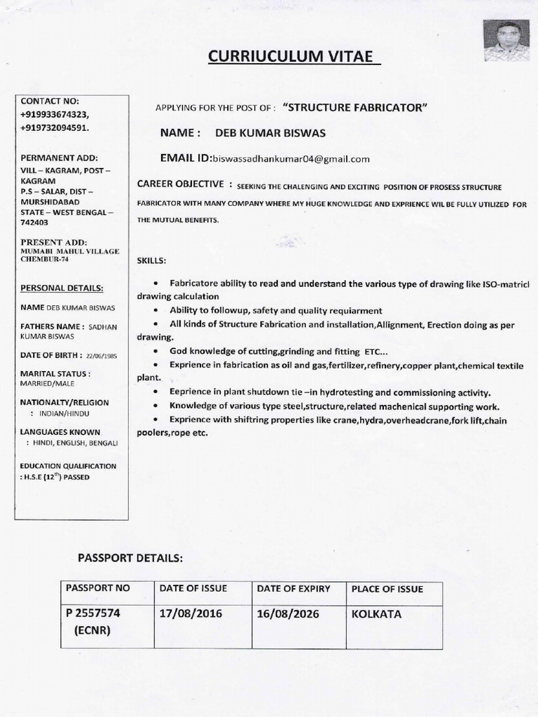 Deb Kumar Biswas CV | PDF