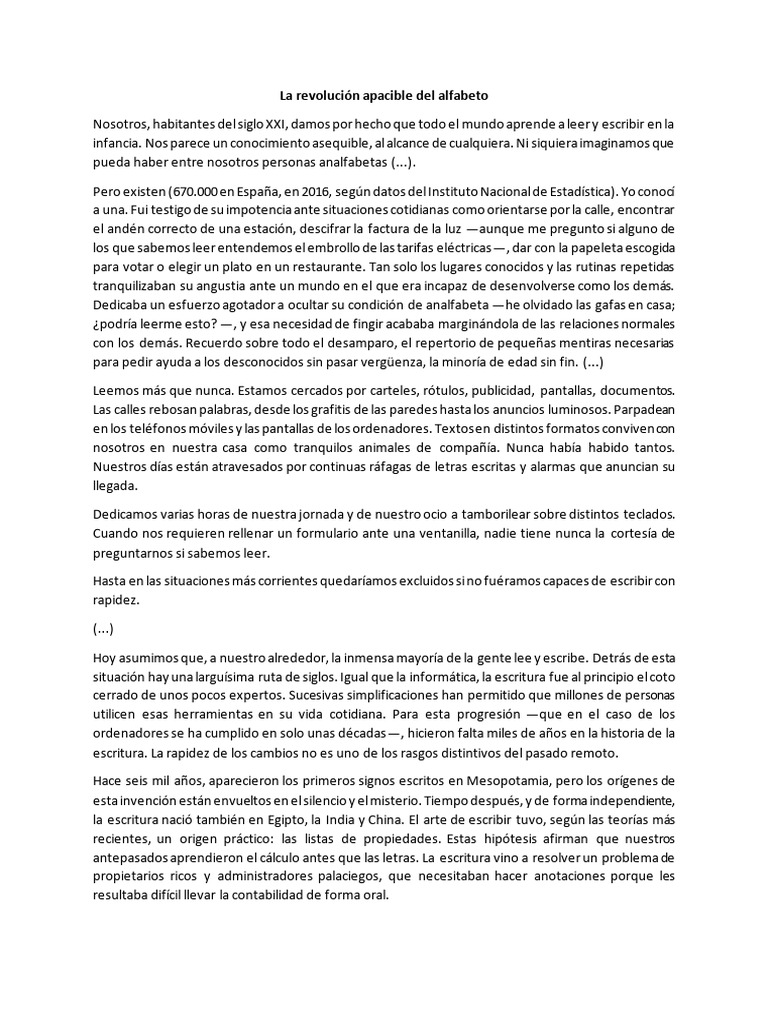 La Revolución Apacible Del Alfabeto | PDF | Escritura