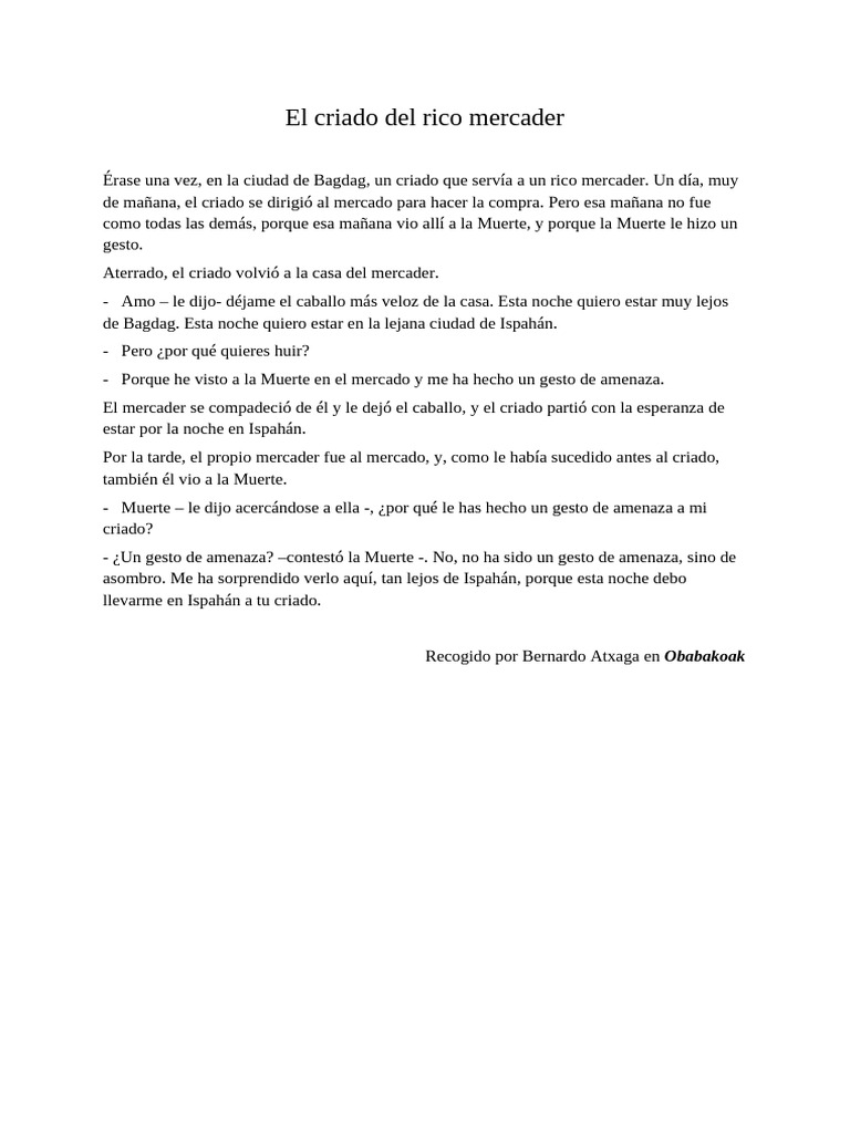 El criado y la Muerte en Bagdad | PDF