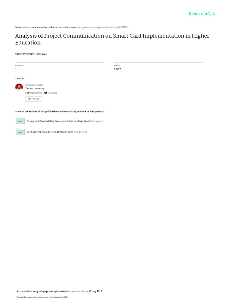 Conference-Project Communication Analysis | PDF | Smart Card | Communication