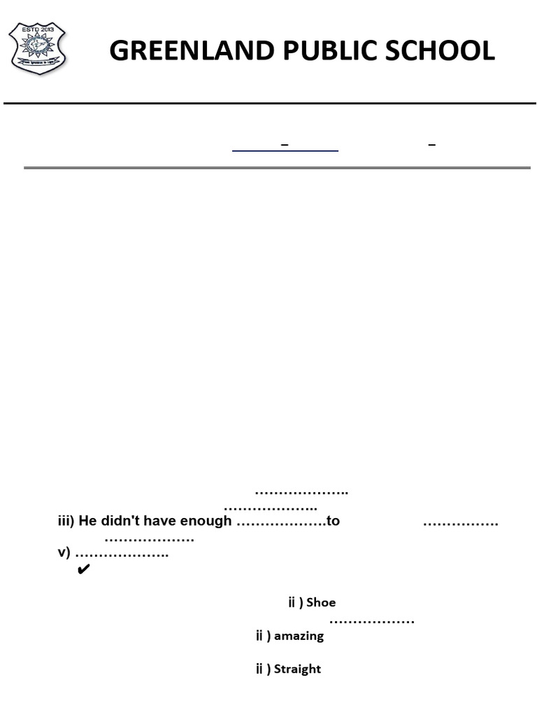 Class 3 English Exam Paper 2024-25 | PDF