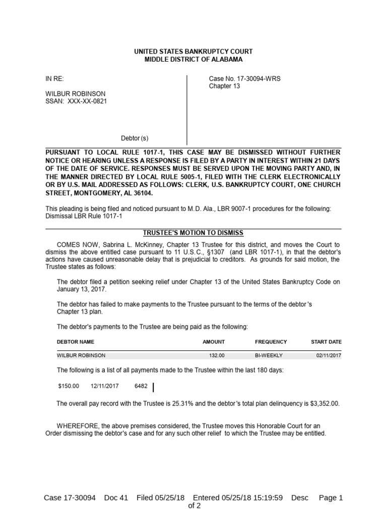 Gov Uscourts Almb 212226 41 0 | PDF | Bankruptcy | Chapter 13