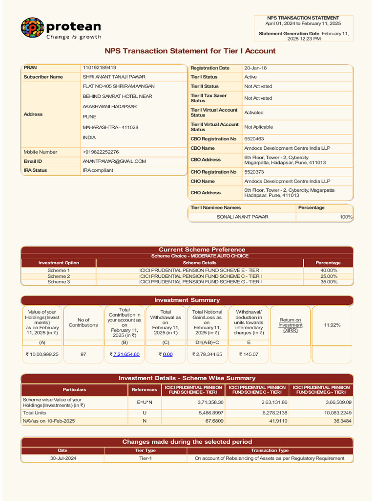 NPS Transaction Statement Summary | PDF | Government Finances | Economies