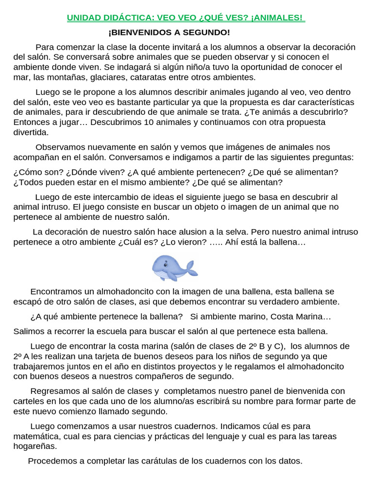 Unidad Didáctica: Animales en Clase | PDF