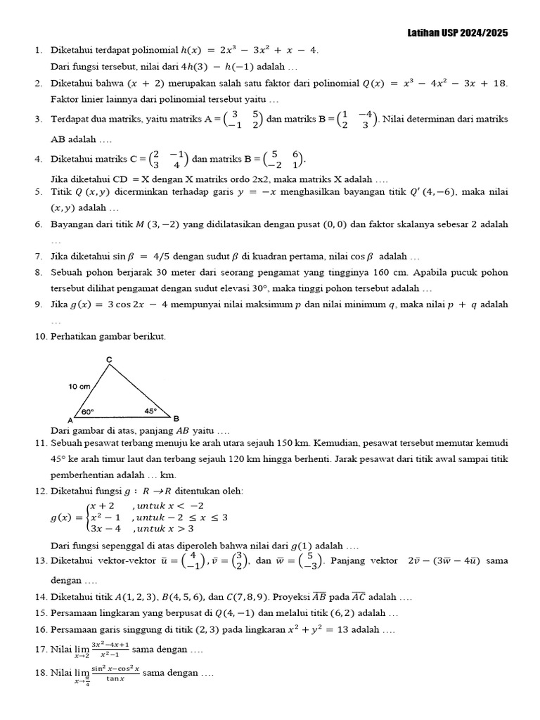 Latihan Soal Matematika Lanjut | PDF