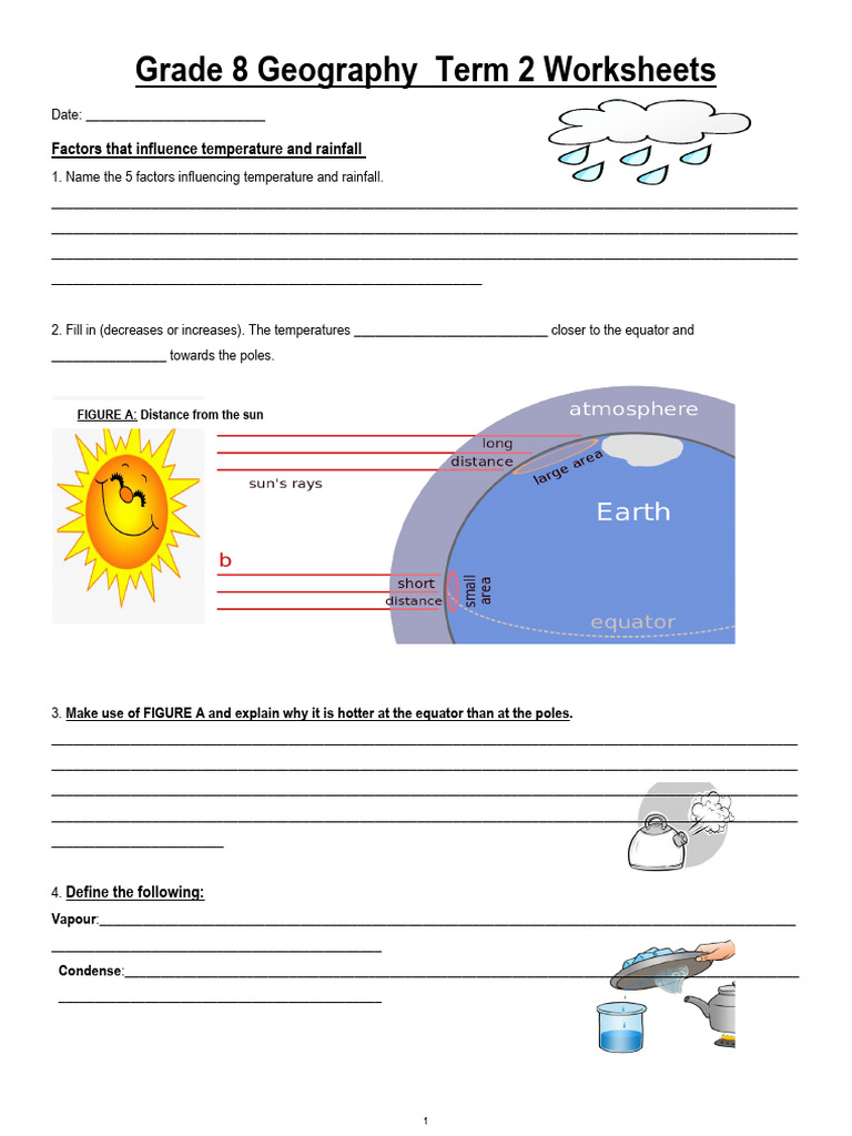 Gr.8 GEOGRAPHY Term 2 Worksheets | PDF | Rain | Weather