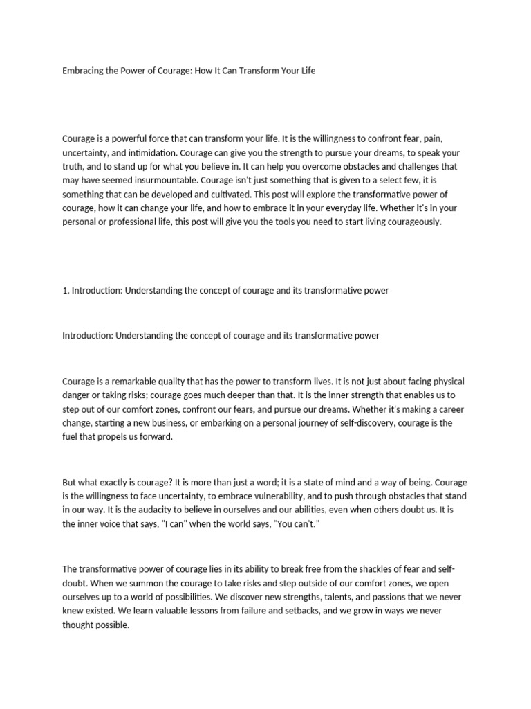 Embracing Courage for Life Transformation | PDF | Courage ...