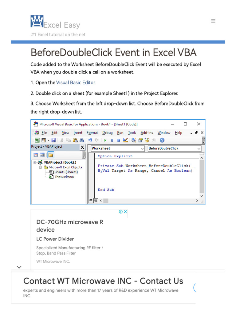 BeforeDoubleClick Event in Excel VBA | PDF BeforeDoubleClick Event in Excel VBA | PDF