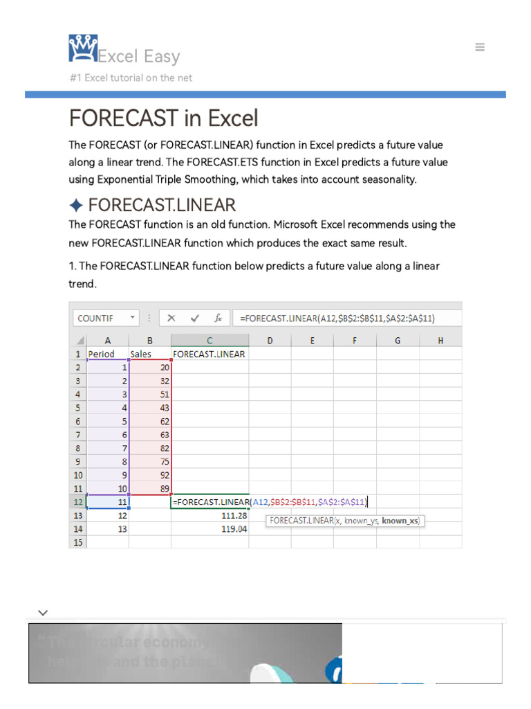 FORECAST in Excel - Step by Step Tutorial | PDF | Microsoft Excel | Forecasting