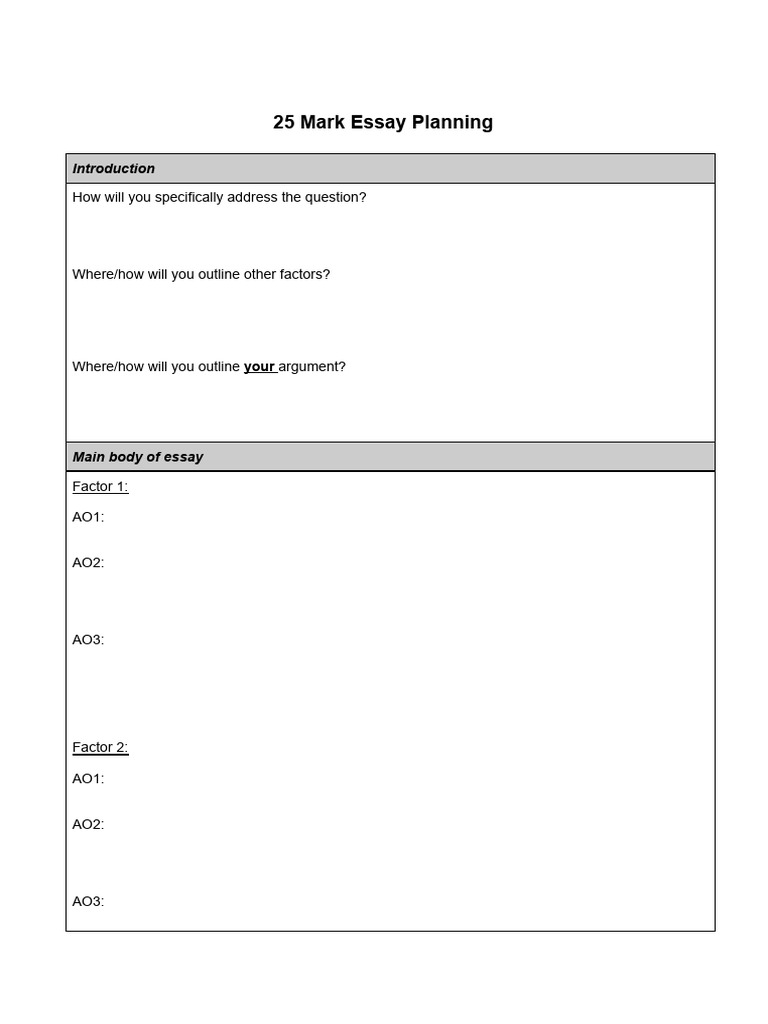 25 Mark Essay Planning | PDF