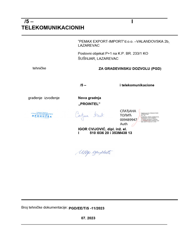 Ei Tis PGD Lazarevac Komplet Ver 3 Potpis ST | PDF